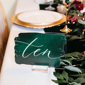 Burgundy or Emerald Green Watercolor Acrylic Table Number Sign - Etsy