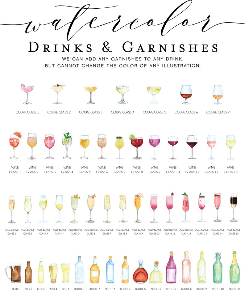 Mimosa Bar Menu Signature Cocktails Custom Clear Glass Look | Etsy