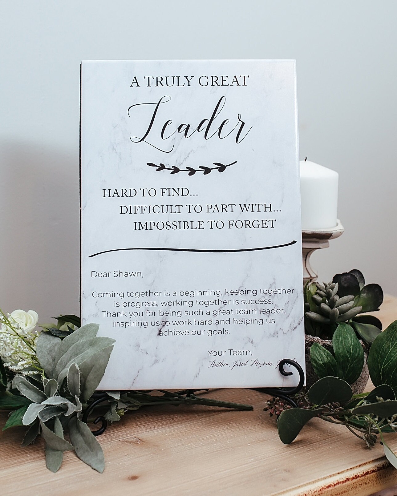 Marble Truly Great Leader Mentor Plaque With Stand Thank You | Etsy