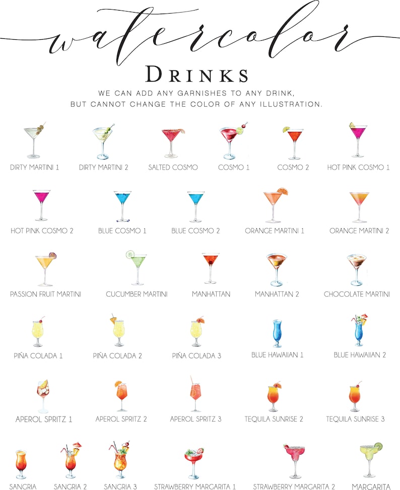 ARCH Frosted Bar Menu Signature Cocktails Custom Clear Glass - Etsy