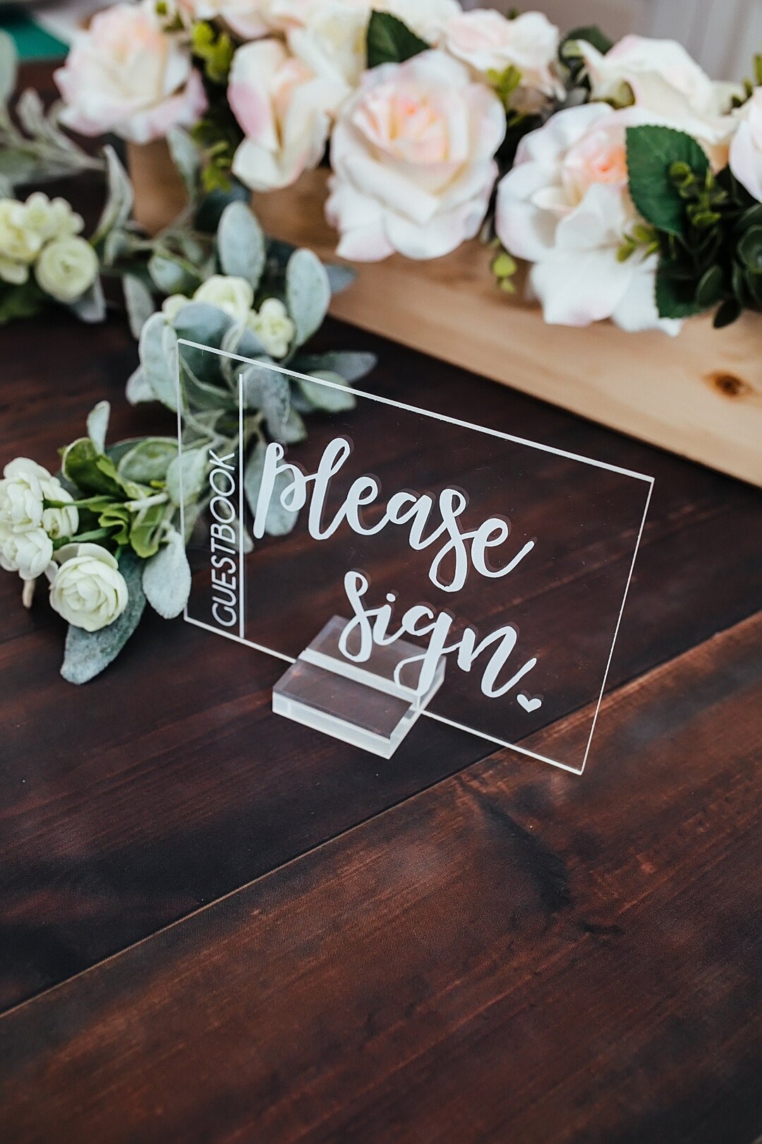 Hand Lettered Minimalist Please Sign Our Guestbook Clear Glass Look ...