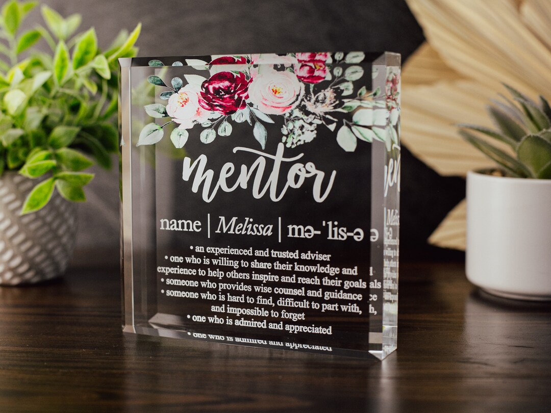 Floral Mentor Definition Crystal Glass Plaque, for Employee Recognition ...