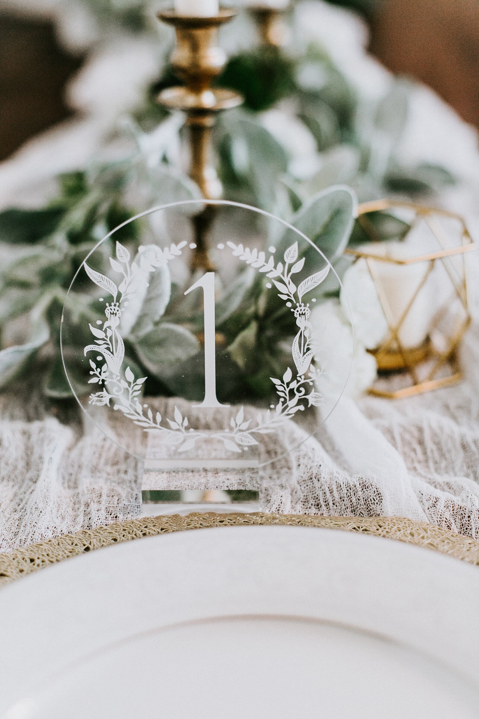 Round Acrylic Table Number Sign With Stands Clear Glass Look | Etsy