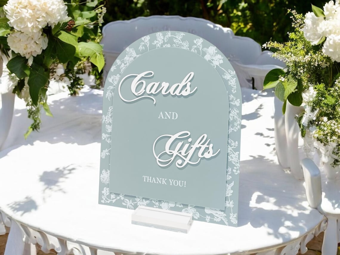 3D ARCH Cards and Gifts Thank You Blue Toile Floral Chinoiserie Bridal ...