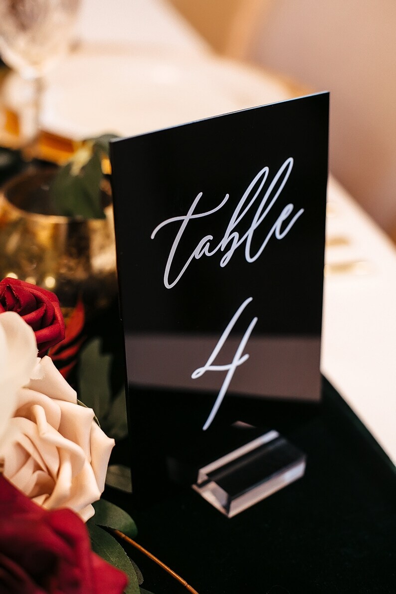 Black White FROSTED or Clear Acrylic Table Number Sign With - Etsy