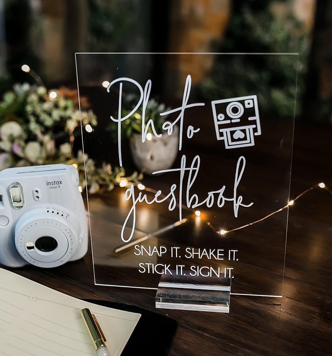 Photo Guestbook Snap It Stick It Sign It Clear Glass Look Acrylic ...