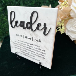 3D Marble Great Leader Definition Plaque With Stand Thank You - Etsy