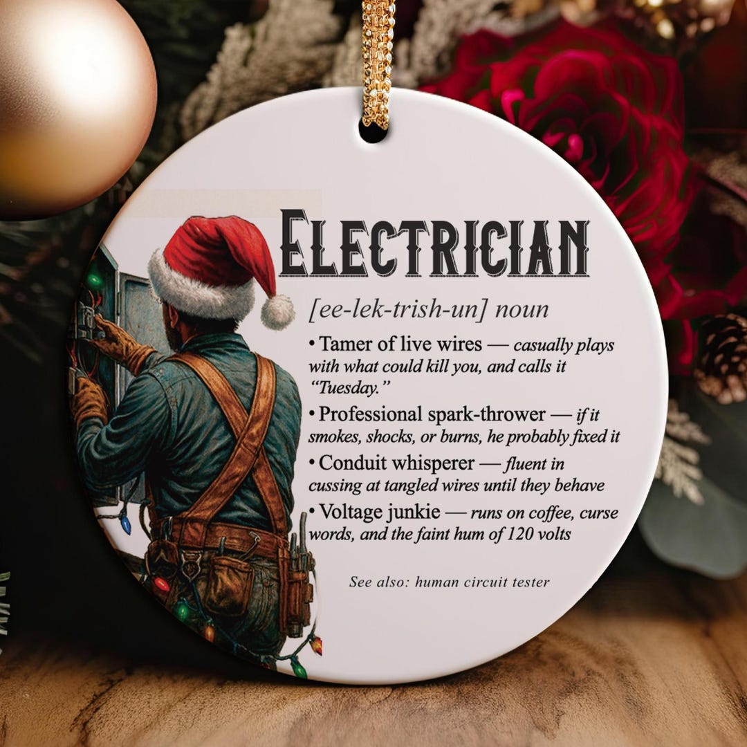 Electrician Christmas Ornament Ceramic Holiday Gift for Electricians Personalized Tradesman ...
