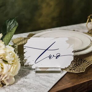 Clear Glass Look Acrylic Table Number Sign With Stands, Perspex Modern ...