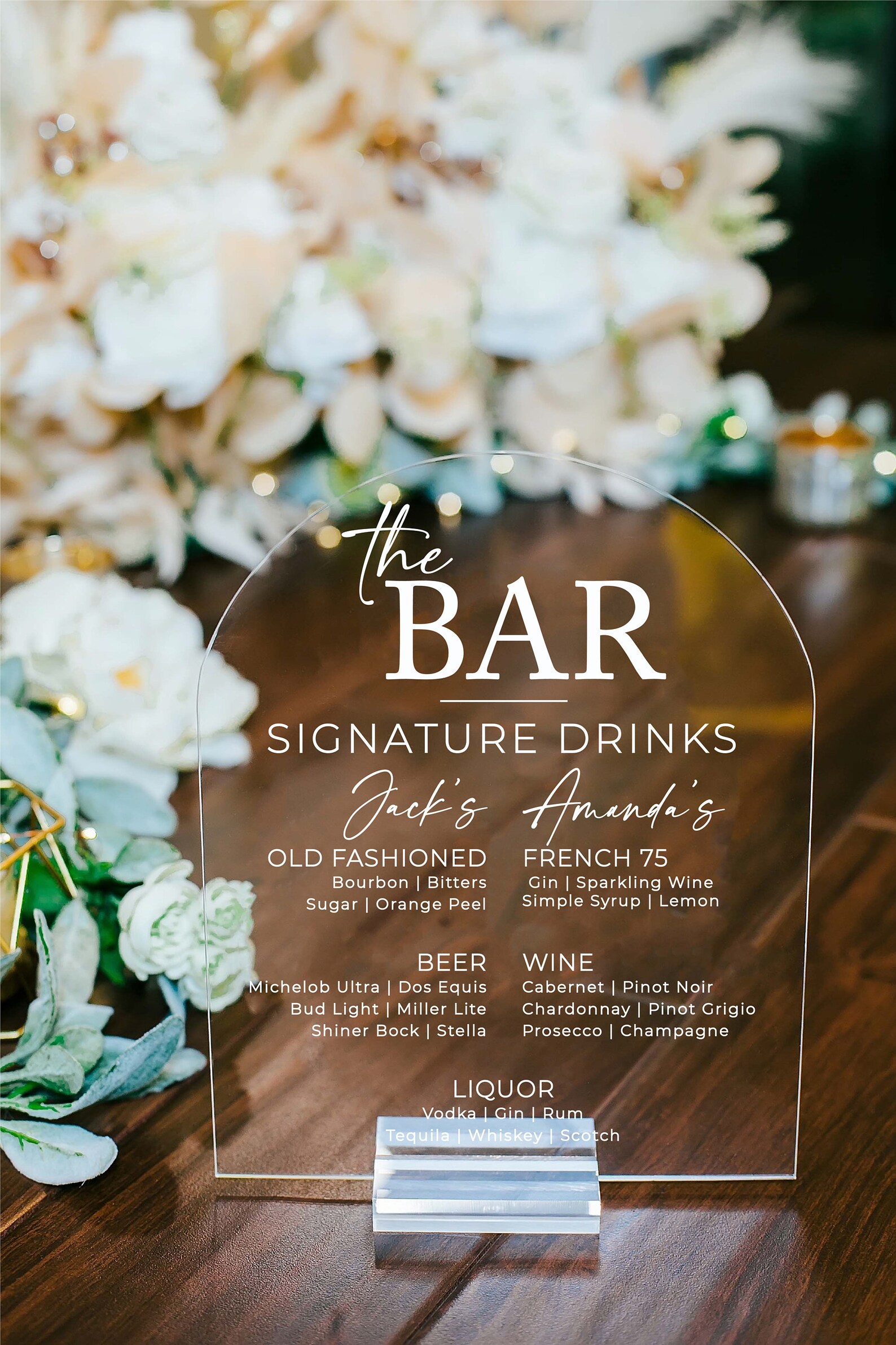ARCH Bar Menu Signature Cocktails Custom Clear Glass Look - Etsy