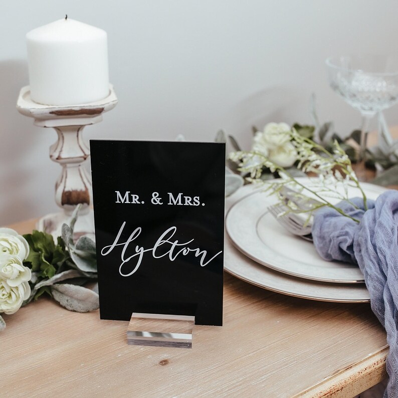 FROSTED Glass Look Acrylic Table Number Sign With Stands, Perspex ...