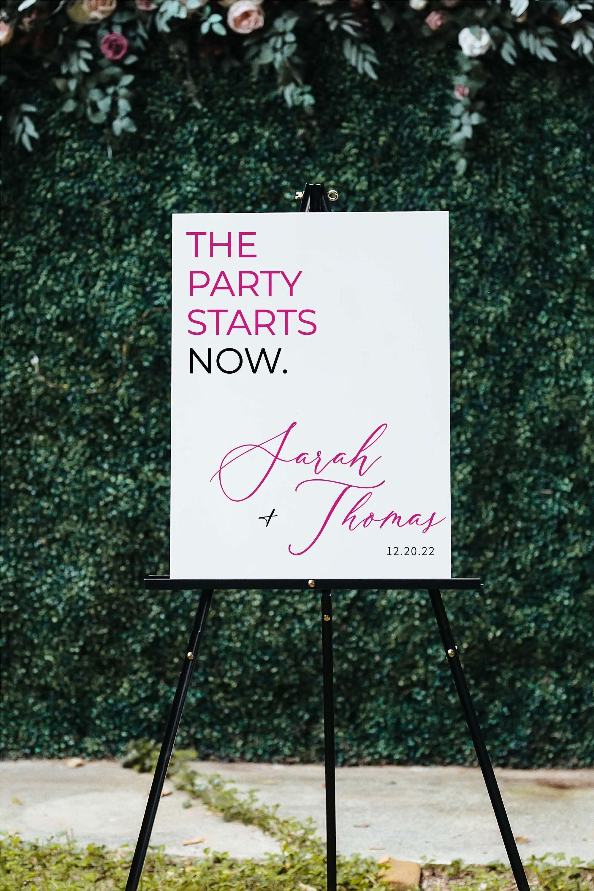 The Party Starts Now Wedding Ceremony or Reception Acrylic Welcome Sign ...