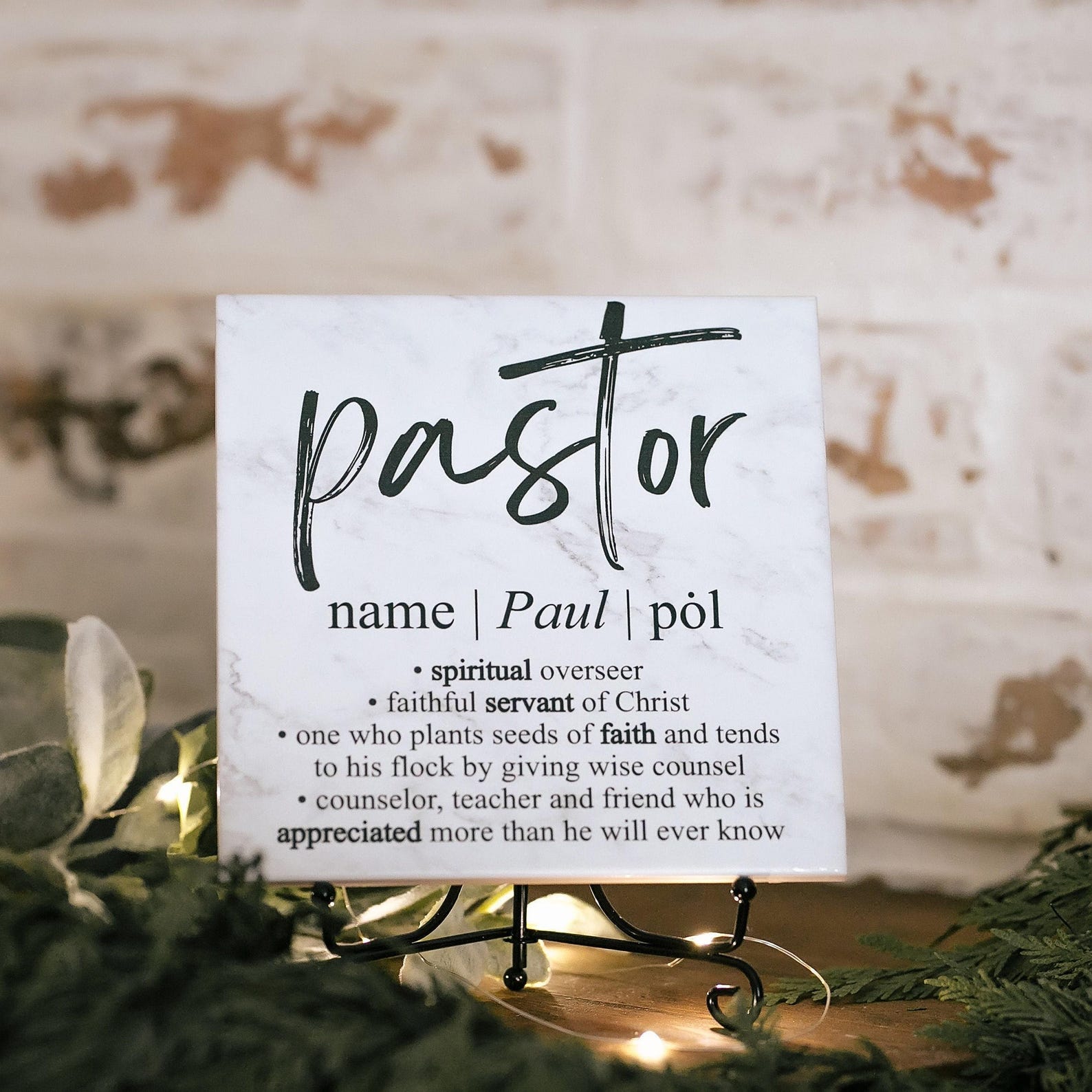 Pastor Definition Print Appreciation Day Tile Plaque Gift + Stand ...