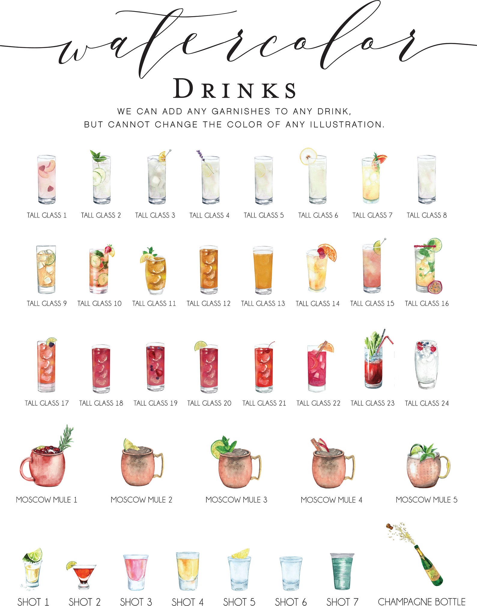 Bar Menu Signature Cocktails Custom Clear Glass Look Acrylic | Etsy