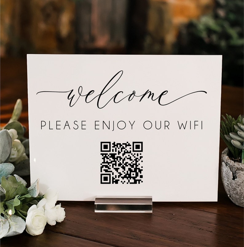 Scannable WIFI QR Code Welcome Please Enjoy Our Wireless | Etsy