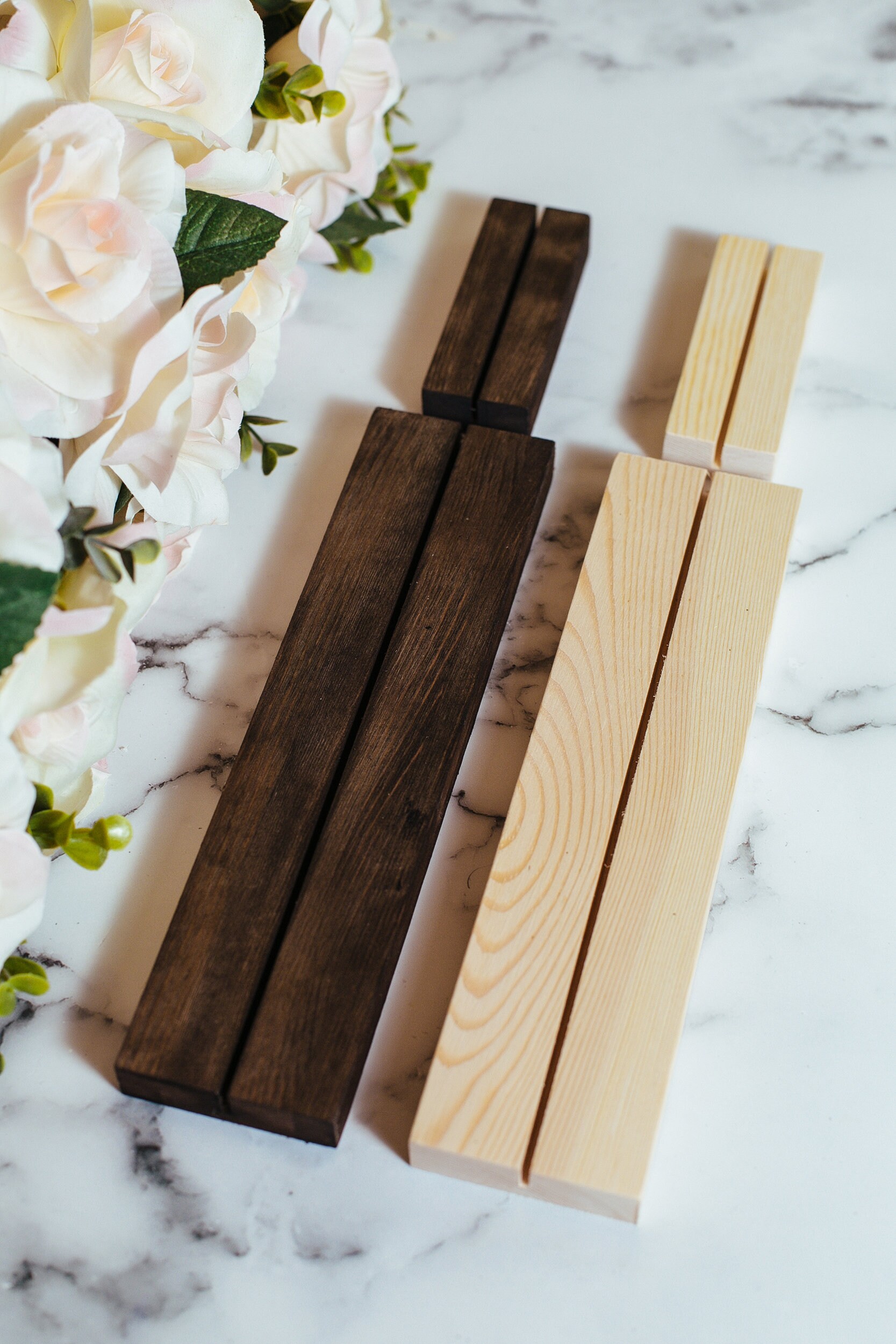 Light and Dark Walnut Wood Sign Card Display Base Holders - Etsy