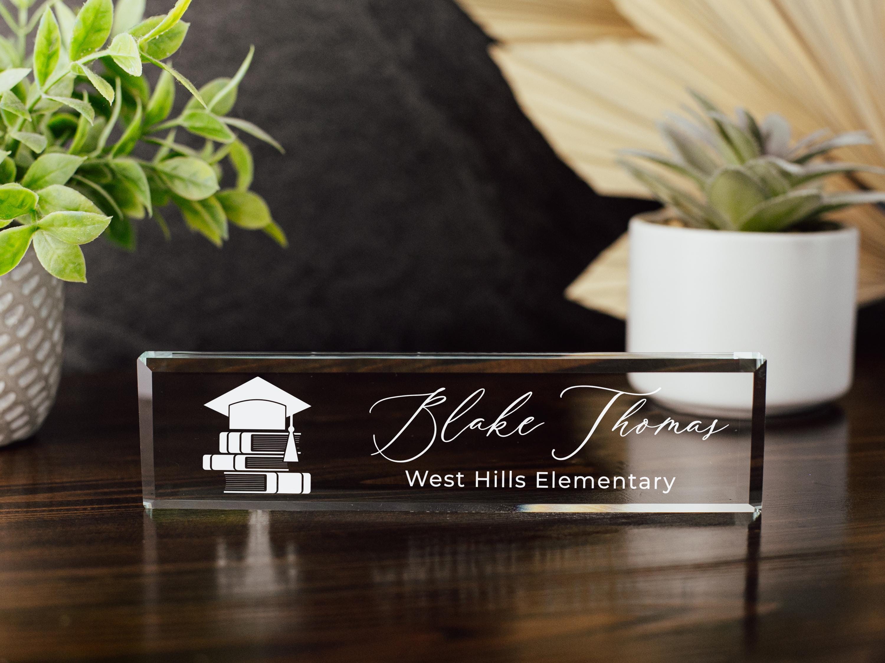 Principal Glass Office Desk Name Plate, Head of School Nameplate ...
