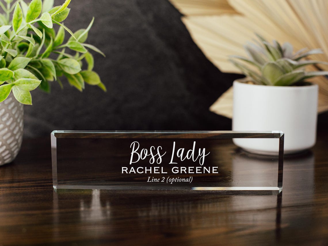 Boss Lady Glass Office Desk Name Plate, Best Employer Ever Nameplate ...