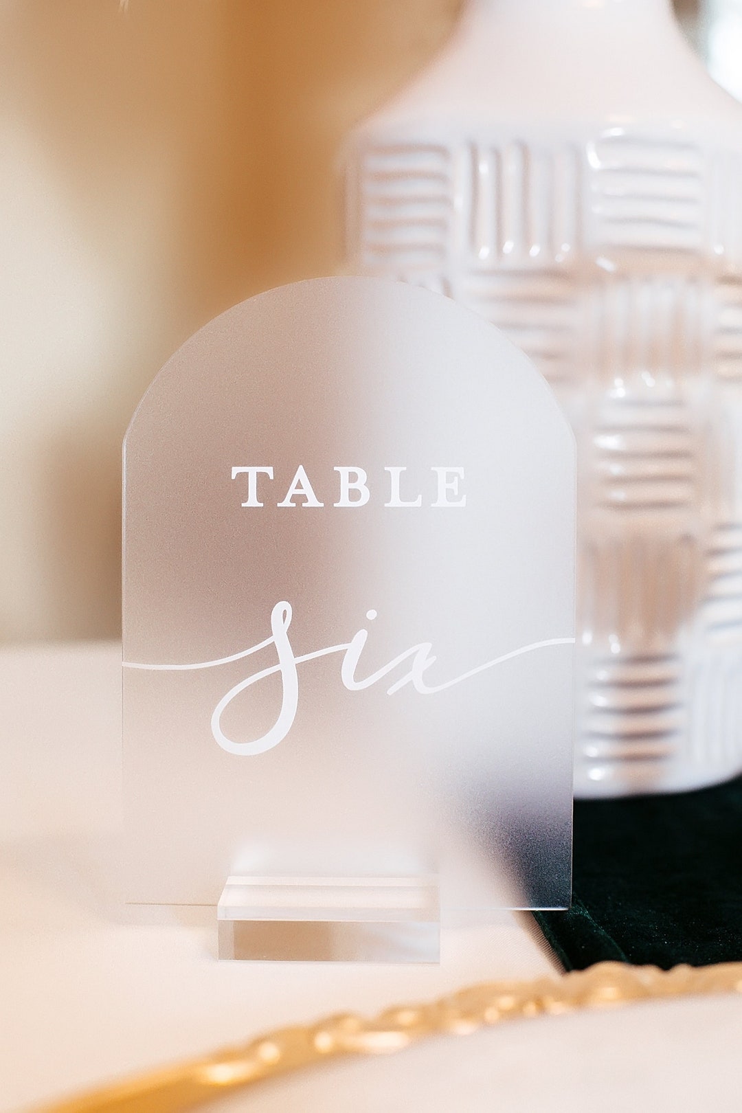 Clear or Frosted ARCH Acrylic Table Number Sign With Stands, Perspex ...