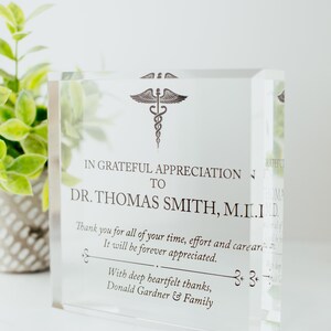 Doctor Appreciation Award Crystal Glass Plaque, for Employee ...