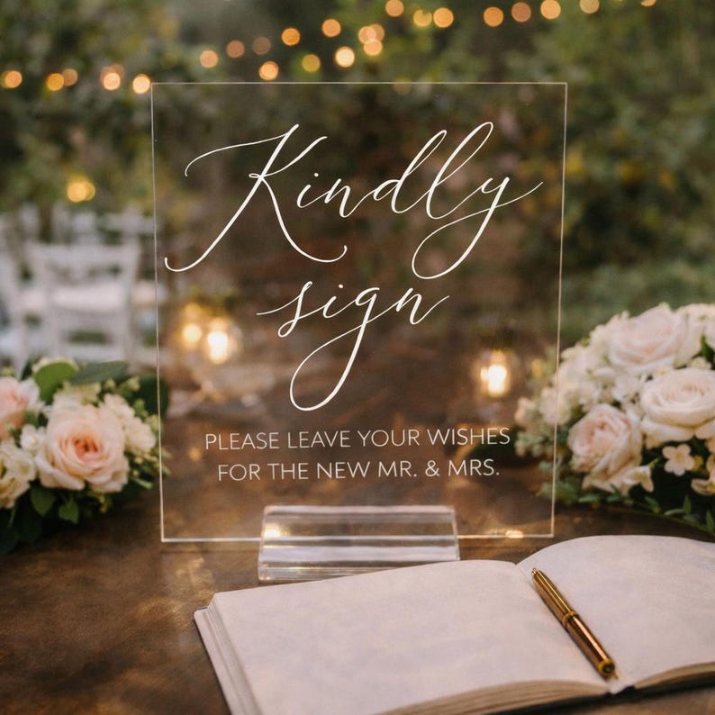 Acrylic Kindly Please Sign Our Guestbook Wedding Sign - Etsy