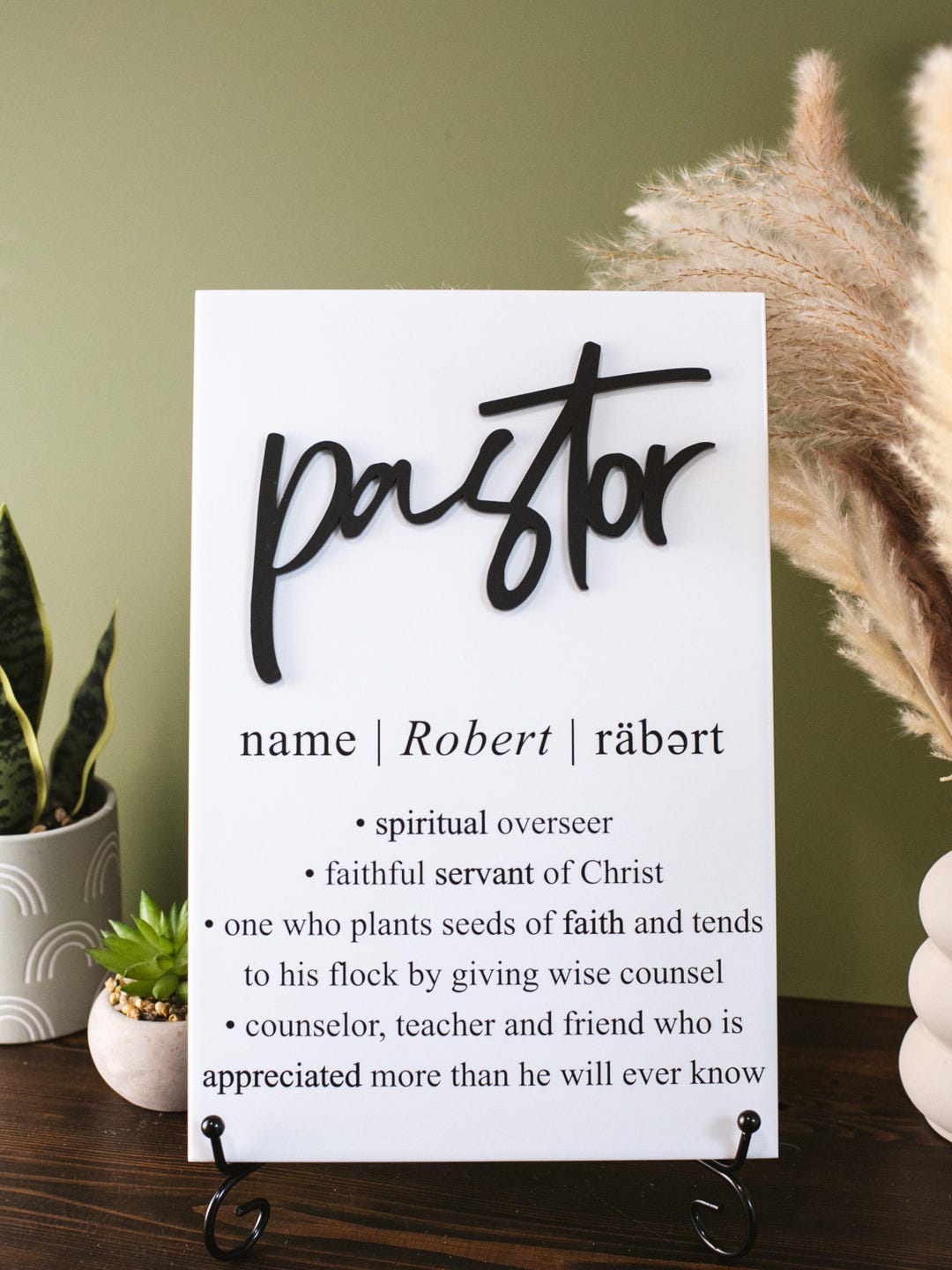 3D Laser Cut Pastor Plaque With Stand, Thank You Mentor Sign, Custom ...