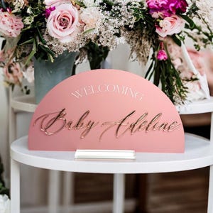3D Mirrored Acrylic Arch Baby Shower Welcoming Baby Sign, Laser Cut ...