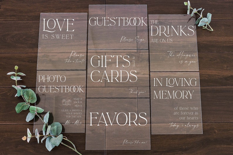 8x10 Choose Your FONT Sign Bundle Set of Guestbook Gifts - Etsy