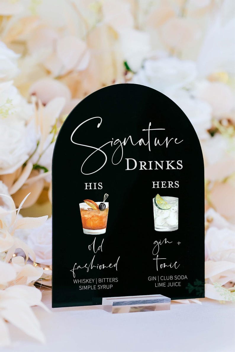 ARCH Frosted Bar Menu Signature Cocktails Custom Clear Glass Look ...
