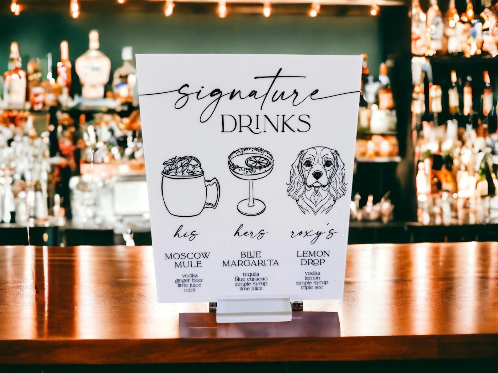 BEST SELLER Signature Drinks Hand Drawn Pet Wedding Sign for Bar ...
