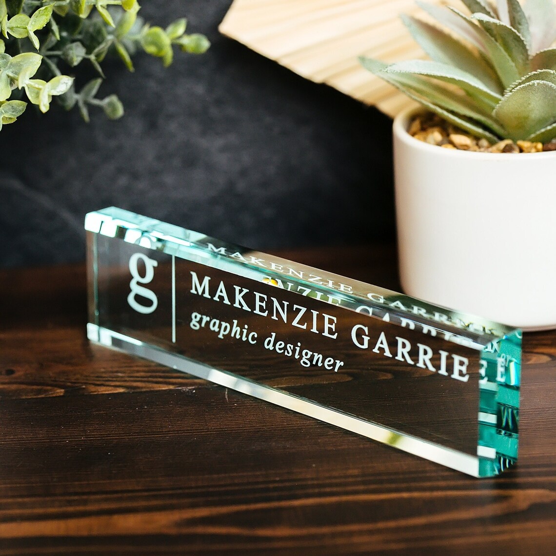 Personalized Boss Glass Office Desk Name Plate Best Employer - Etsy