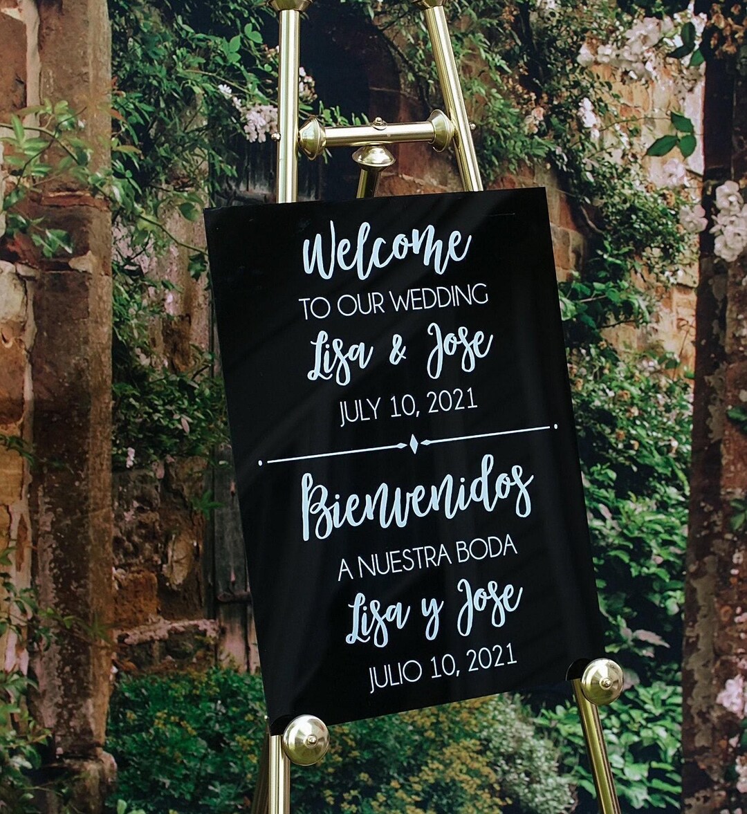 Bilingual SPANISH Clear, White, Frosted or Black Glass Look Acrylic ...