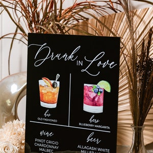 Drunk in Love Bar Menu Signature Cocktails Custom Clear Glass Look ...
