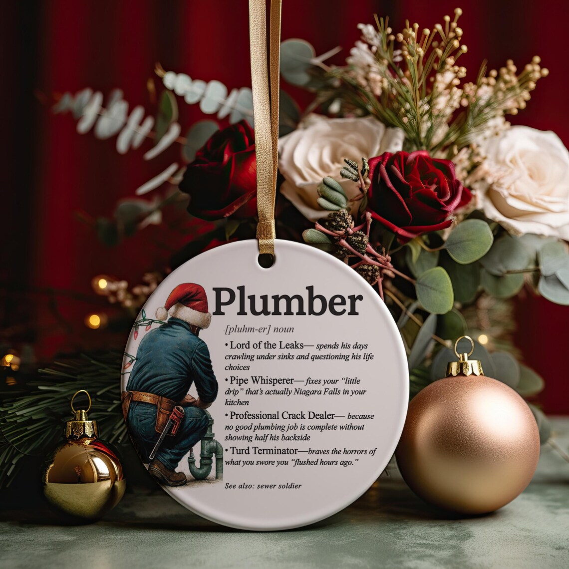 Plumber Christmas Ornament Ceramic Holiday Gift for Plumbing Technician ...
