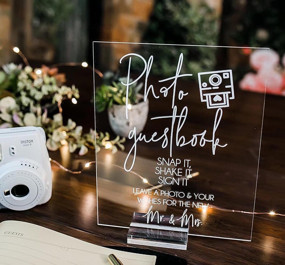 Photo Guestbook Snap It Stick It Sign It Clear Glass Look Acrylic ...