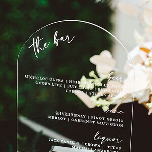 ARCH Bar Menu Signature Cocktails Custom Clear Glass Look Acrylic ...