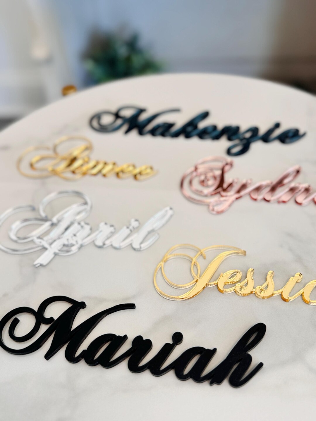 Custom Laser Cut Wedding Name Place Card Cut Outs, Gold, Silver ...