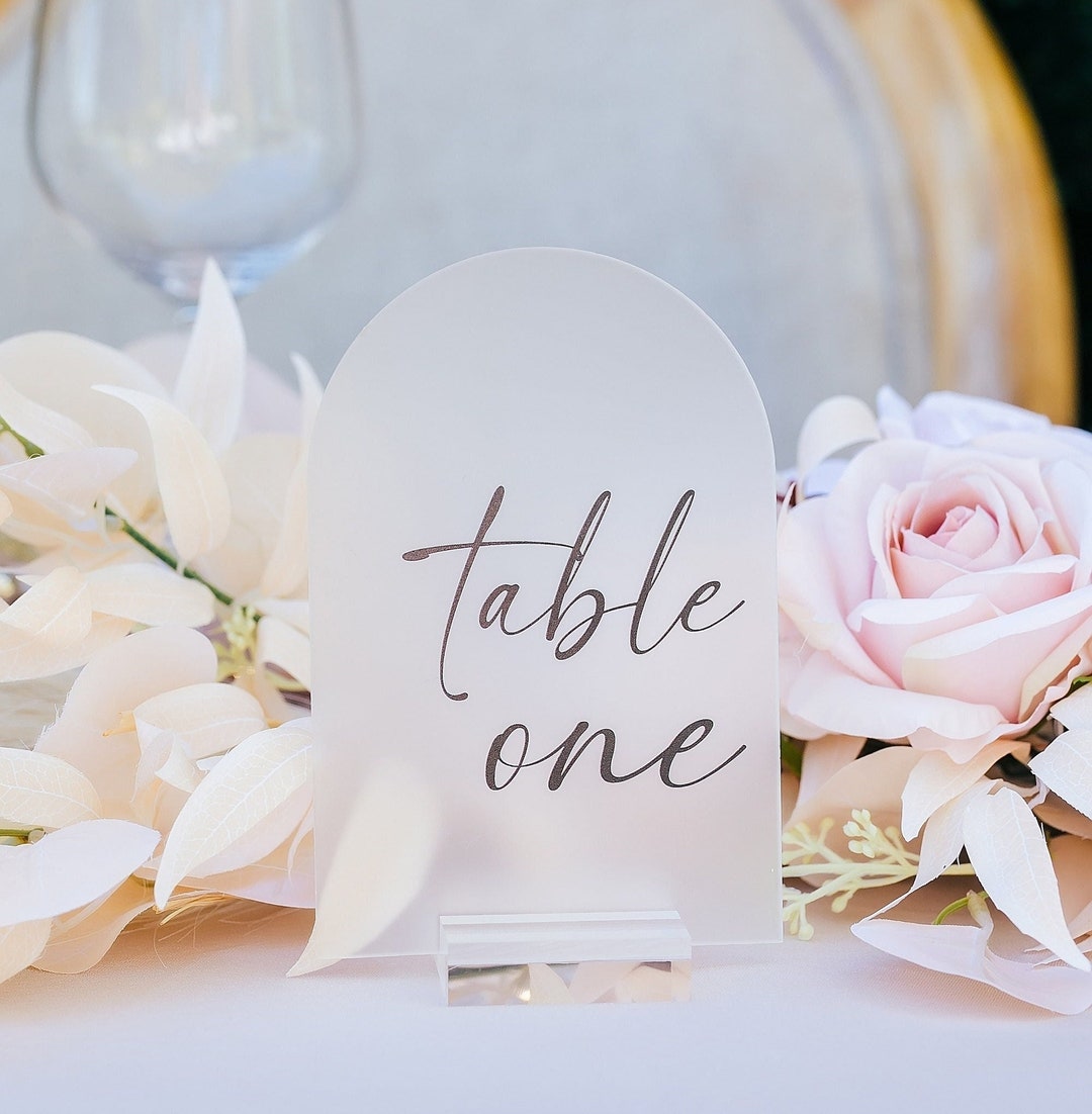 Clear or Frosted ARCH Acrylic Table Number Sign With Stands, Perspex ...