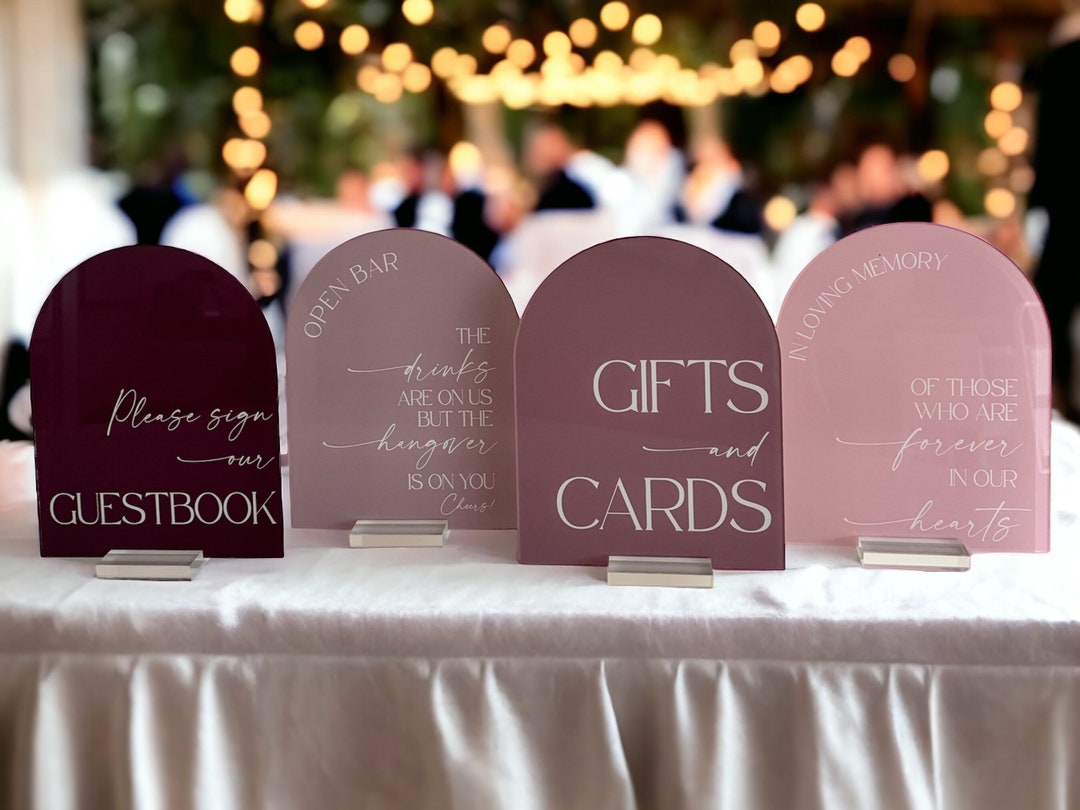 Custom Wedding Color Palette Acrylic Sign Bundle of Guestbook, Gifts ...