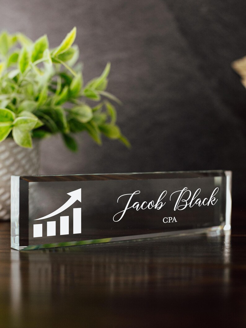 CPA Glass Office Desk Name Plate, Clear New Financial Officer, Wealth ...