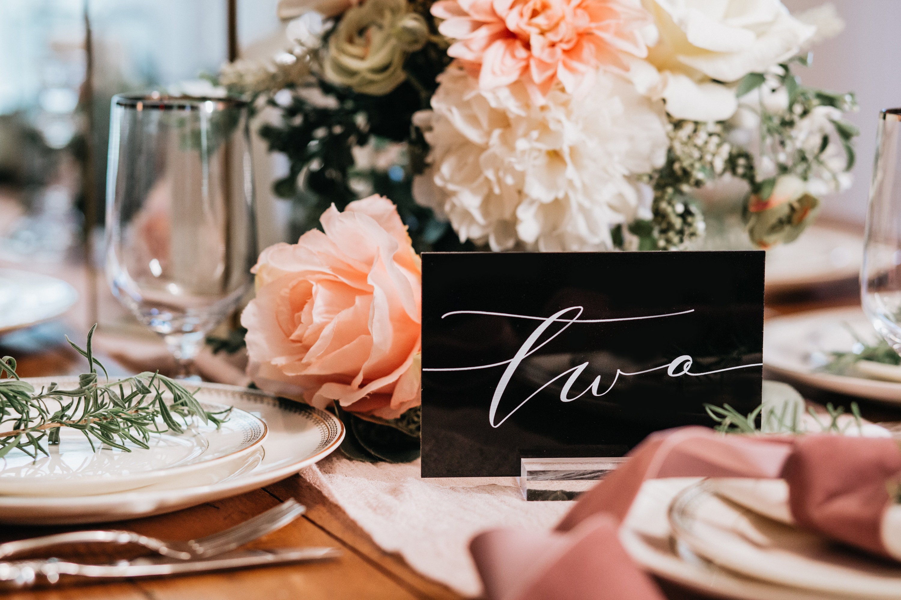 Clear Glass Look Acrylic Table Number Sign With Stands - Etsy