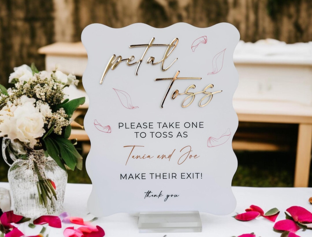 3D Petal Toss Send off Acrylic Sign, Newlywed Flower Sendoff Signage ...