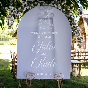 ARCH CUSTOM Color Monogram Crest Acrylic Wedding Welcome Sign ...