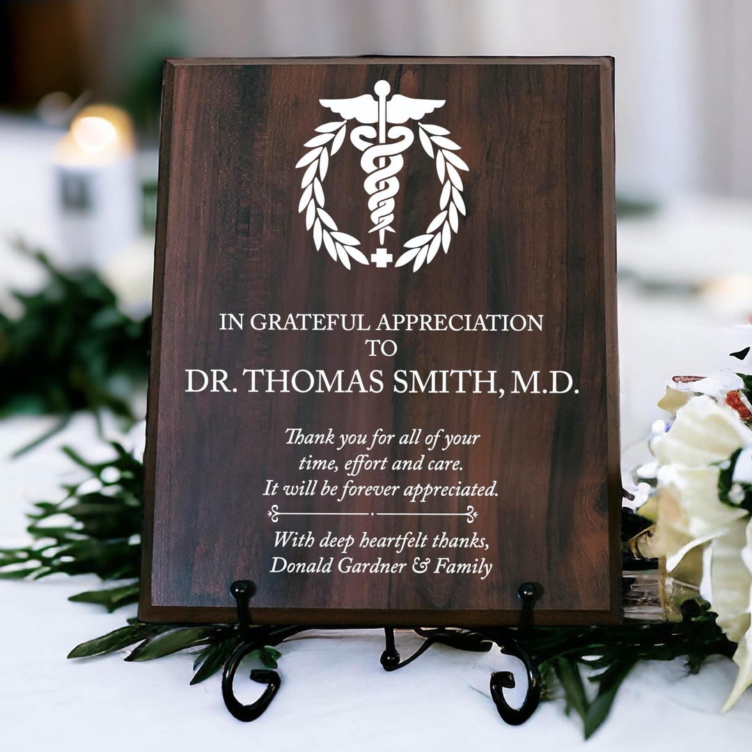 Doctor Thank You Appreciation Plaque With Stand, M.D. Recognition Gift ...