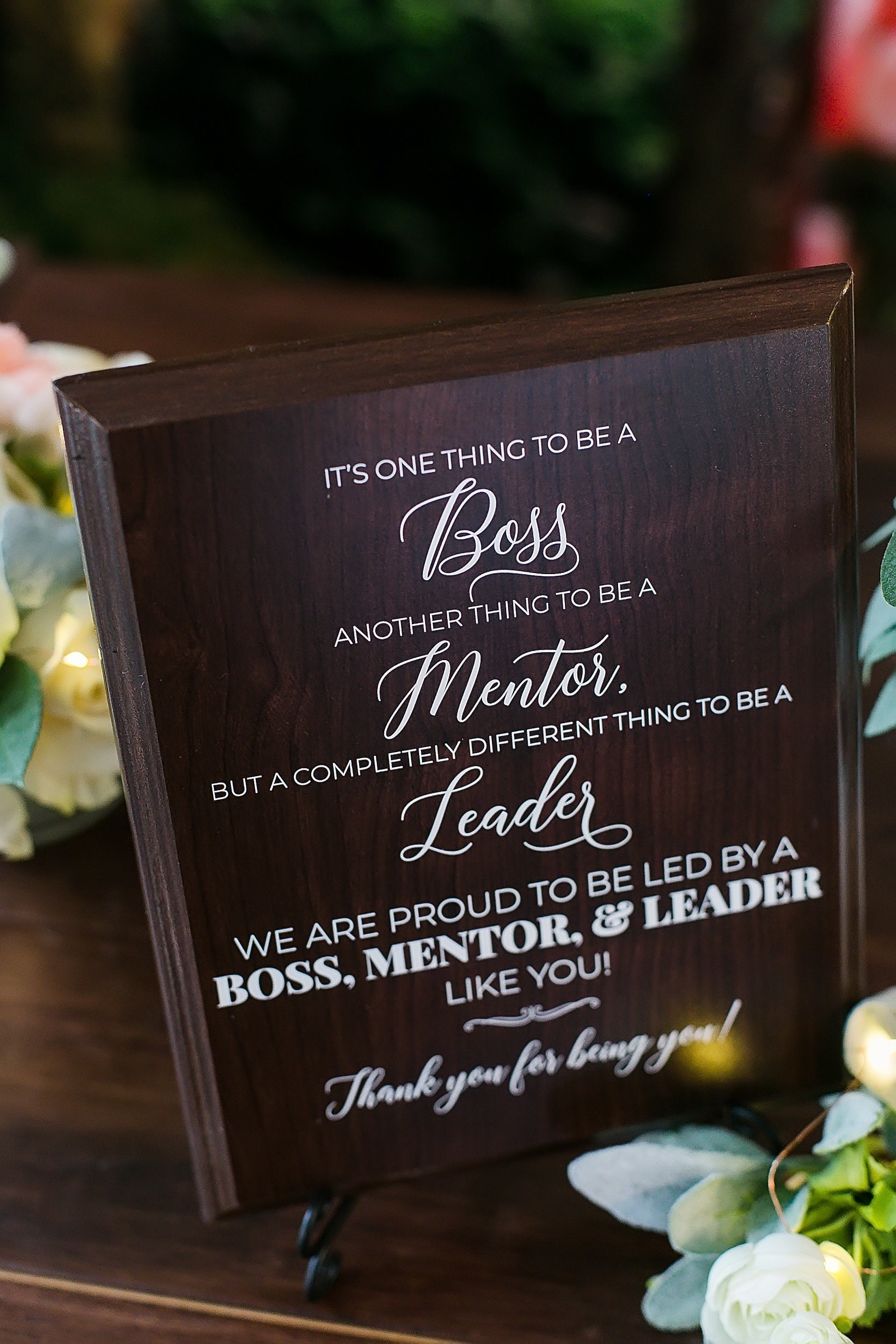 Bosses Day Walnut Plaque Thank You Great Mentor True Leader | Etsy