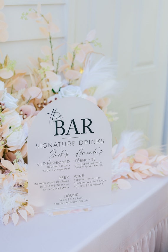 ARCH Bar Menu Signature Cocktails Custom Clear Glass Look - Etsy