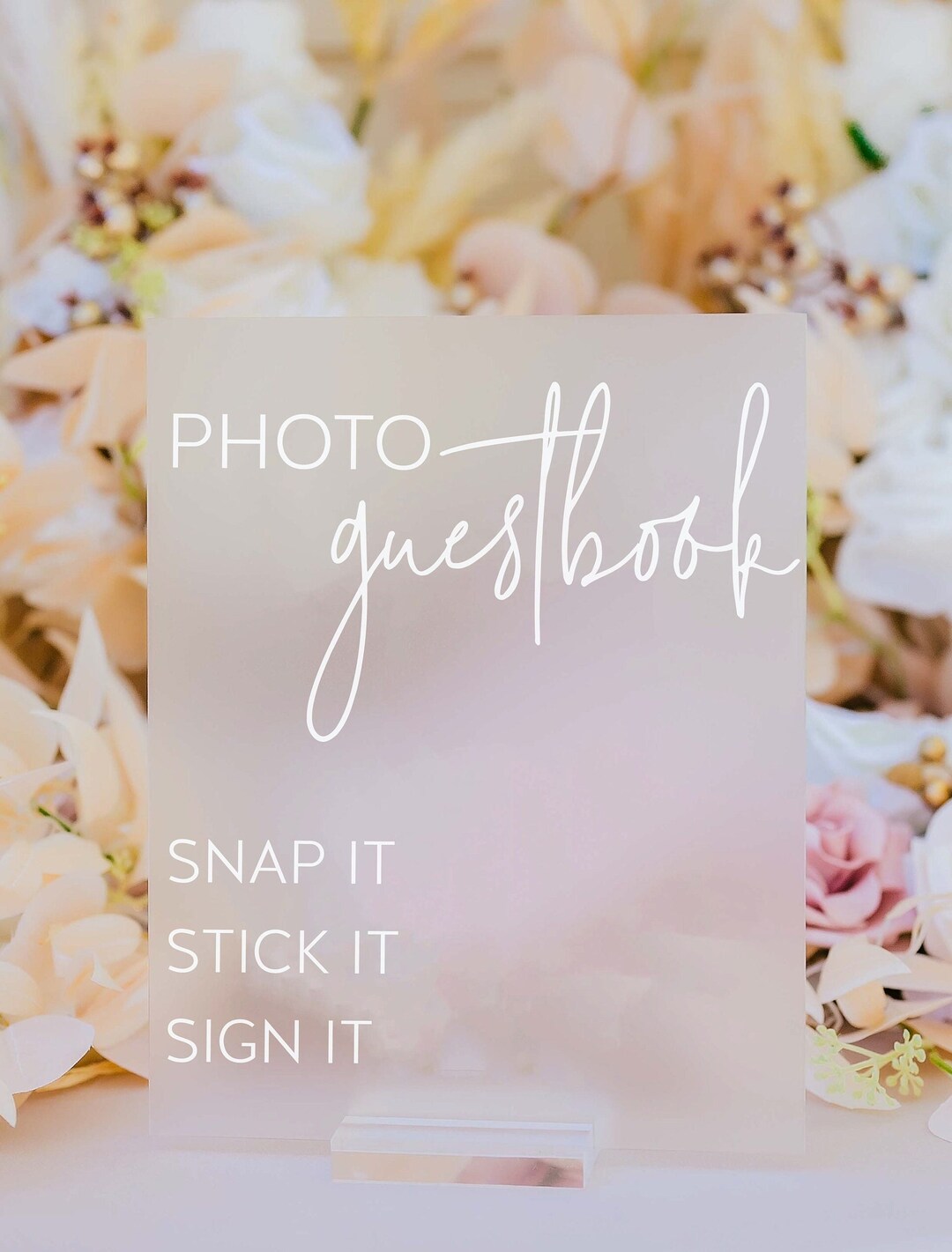 FROSTED Photo Guestbook Snap It Stick It Sign It Clear Glass Look ...