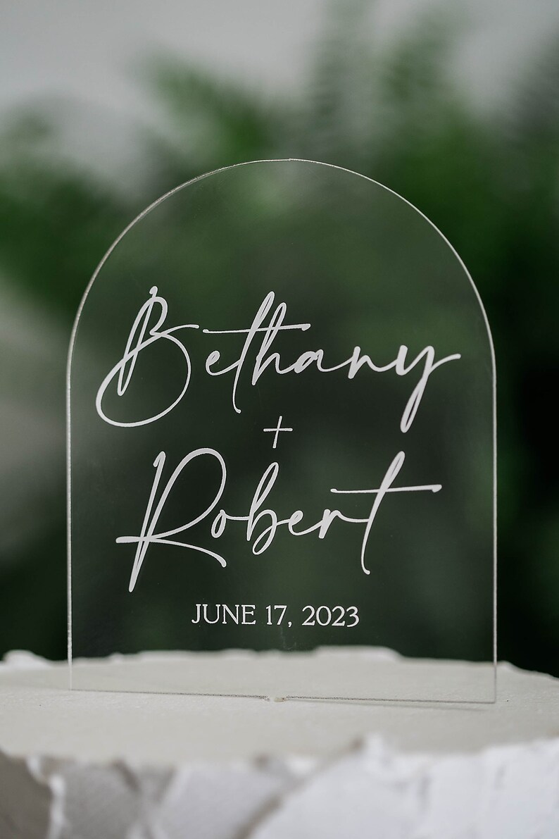 ARCH Boho Acrylic Cake Topper Personalized Name Wedding or - Etsy