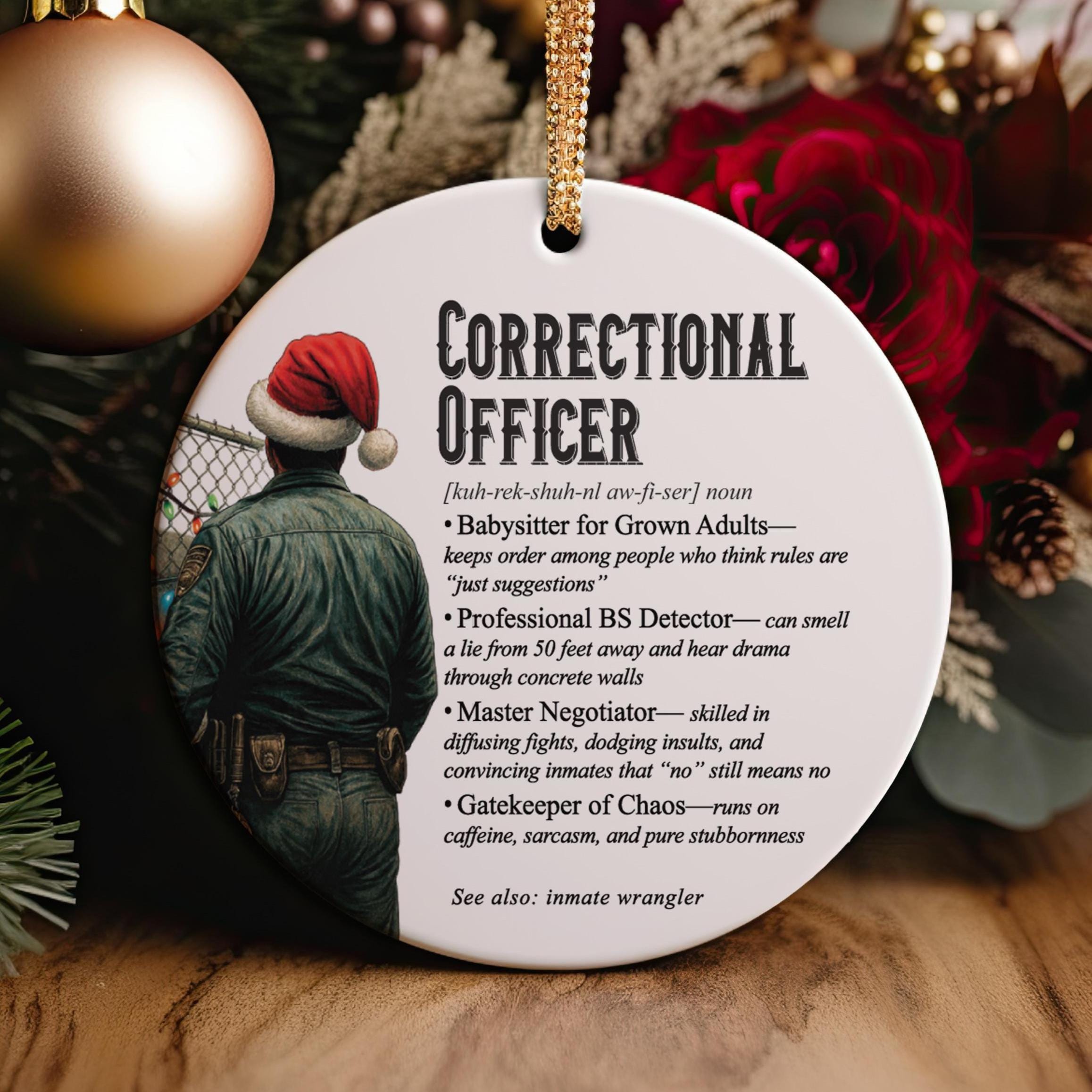 Correctional Officer Ornament – Thin Silver Line Christmas Gift, CO ...