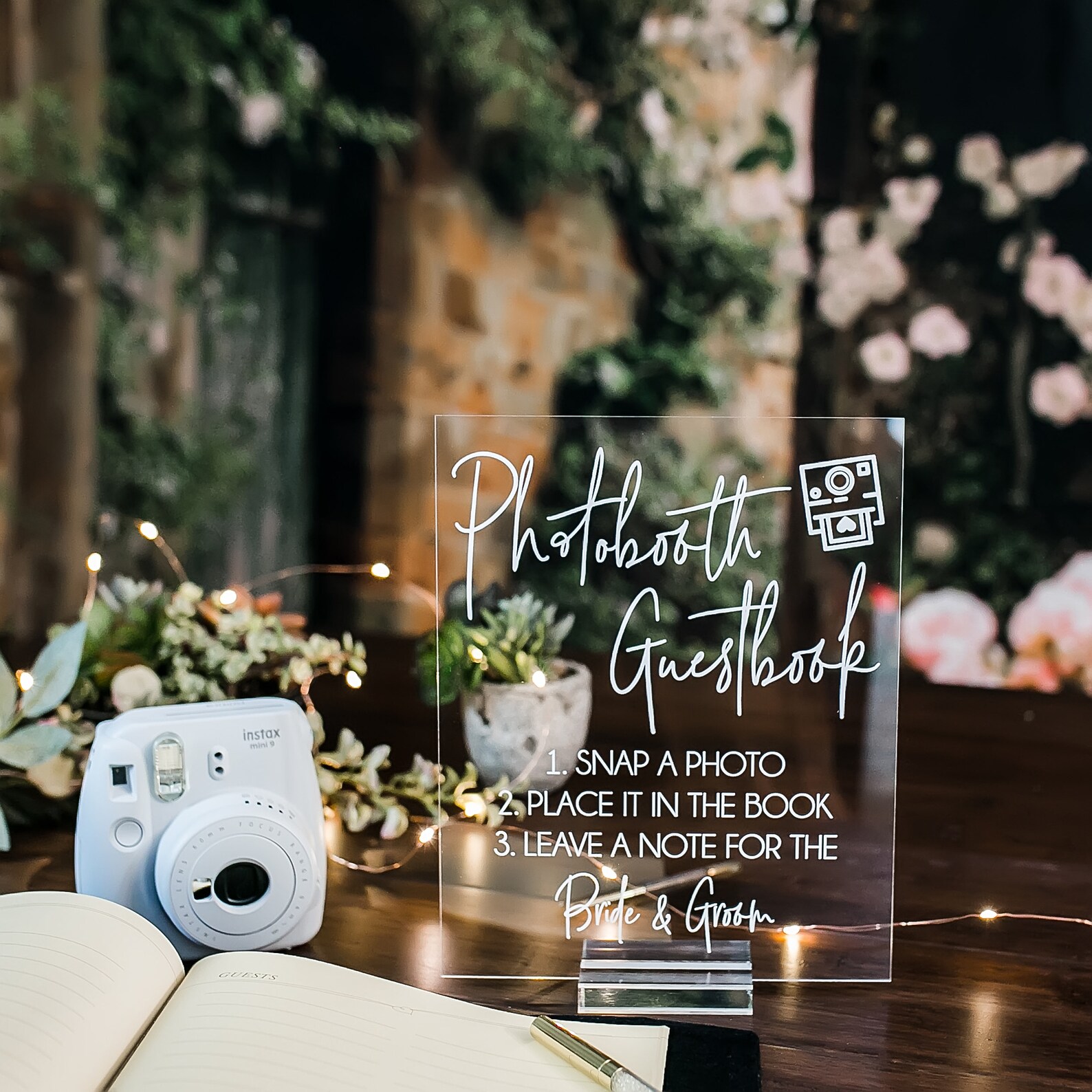 Photobooth Guestbook Snap It Stick It Sign It Clear Glass Look Acrylic ...